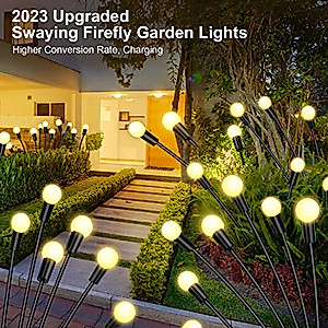 4 Pack Upgraded Firefly Swaying Outdoor Solar Lights for Yard Patio Pathway Decoration, Warm White