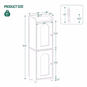 Hzuaneri Bathroom Storage Cabinet, Corner Floor Cabinet with 2 Doors and Adjustable Shelf, Narrow Toilet Paper Cabinet, Bathroom Organizer for Small Spaces, White BC19913X