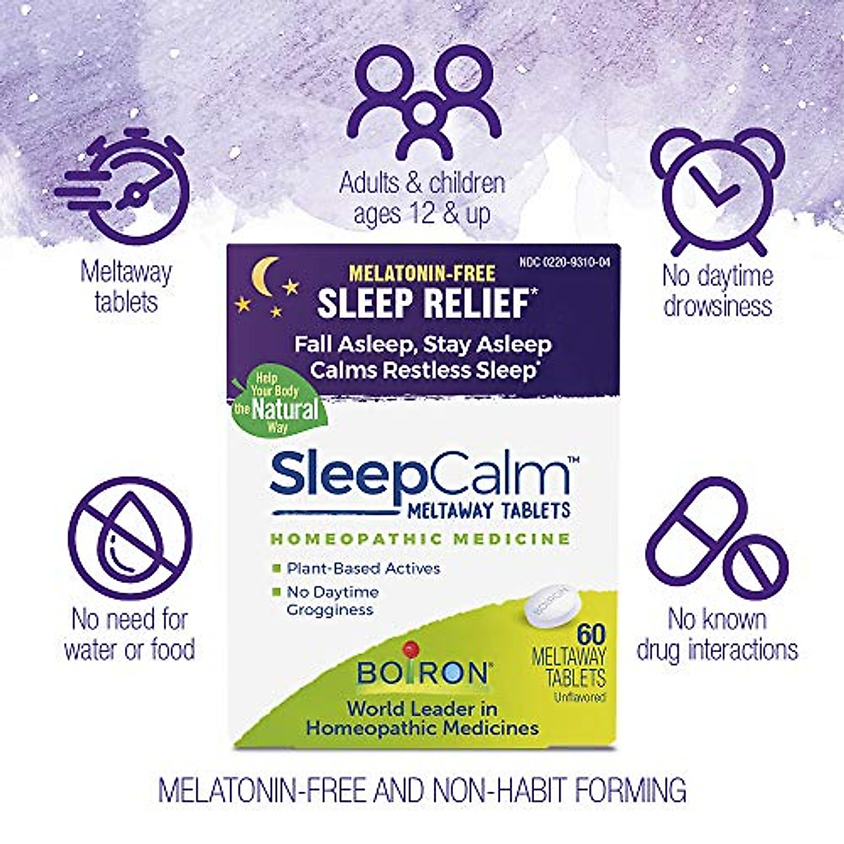 Boiron SleepCalm Sleep Aid for Deep, Relaxing, Restful Nighttime Sleep - Melatonin-Free and Non Habit-Forming - 60 Count