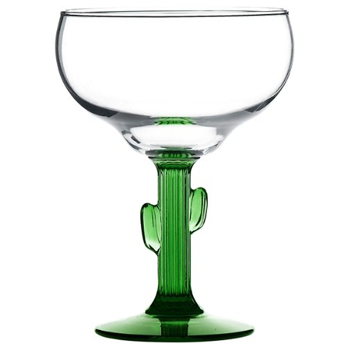 LIBBEY Glass MARGARITA Drinkware CITRUS GREEN Stem CACTUS Western Style SET OF 4 Drinking Glasses (6 Inches Tall--14 oz. Size)
