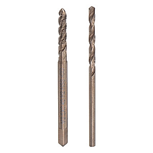 uxcell M2.5 x 0.45 Spiral Flute Tap and 2.1mm Twist Drill Bit Set, Metric M35 Cobalt High Speed Steel Machine Threading Screw Thread Tap Tool for Stainless Steel