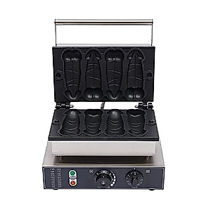 PIAOCAIYIN Electric Waffle Maker Machine, Non-Stick Coating Waffle Baker Machine, Corn Dog Maker, Stainless Steel Hot Dog Waffle Baker, Commercial Hot Dog Waffle Maker for Home and Commercial Use