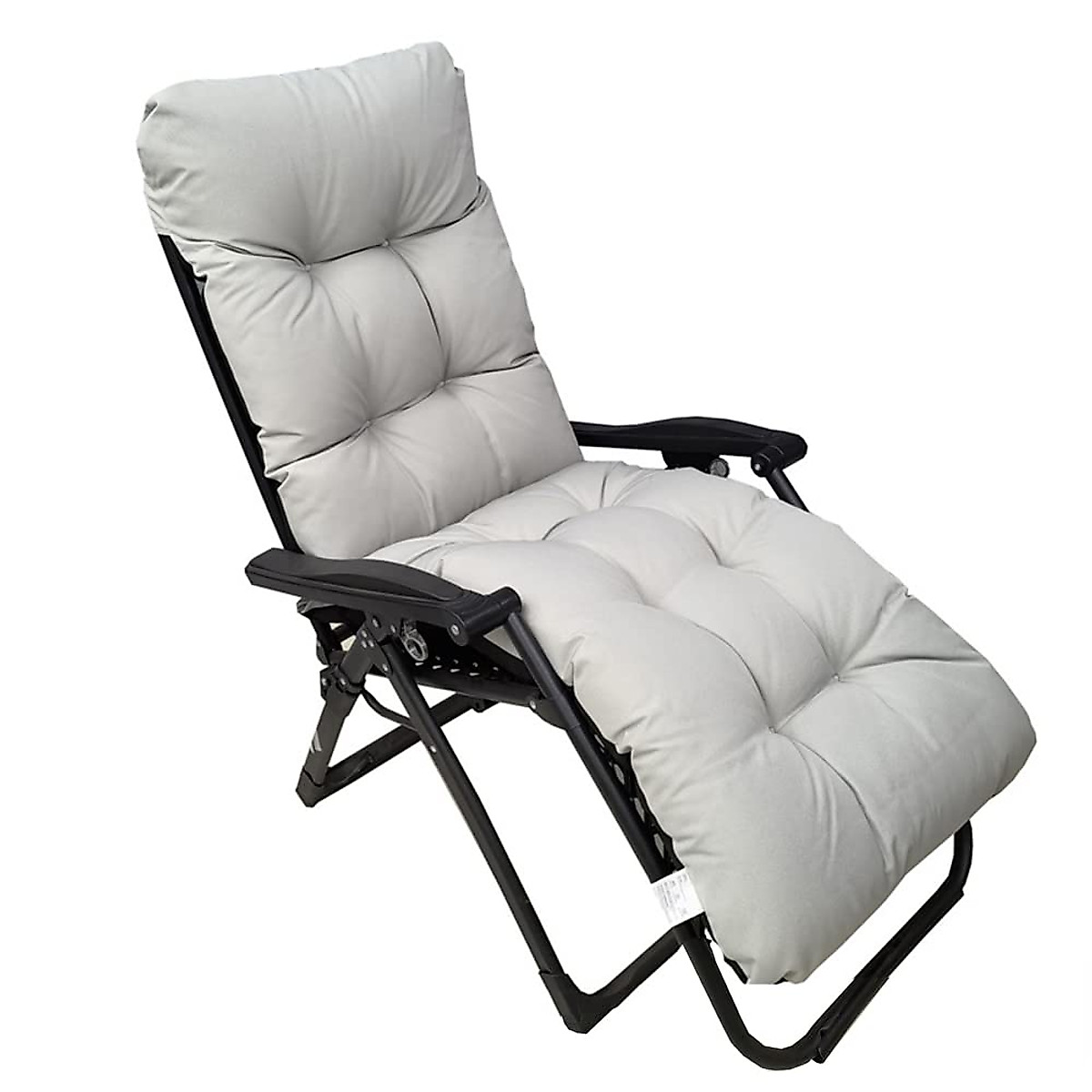 COGINQUS Waterproof Outdoor Lounge Chair Cushion 65 Inch-Sun Patio Chaise Lounger Cushion with Ties and Top Cover (Light Gray, 65 inch)