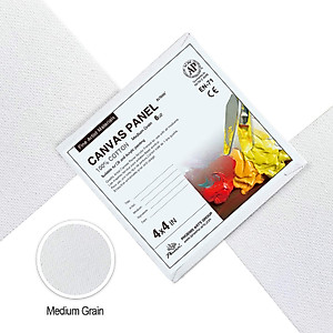 PHOENIX Small Painting Canvas Panels 4x4 Inch, 12 Value Pack - 8 Oz Triple Primed 100% Cotton Acid Free Square Canvas Boards for Painting, White Blank Flat Canvas Boards for Acrylic, Oil Paints