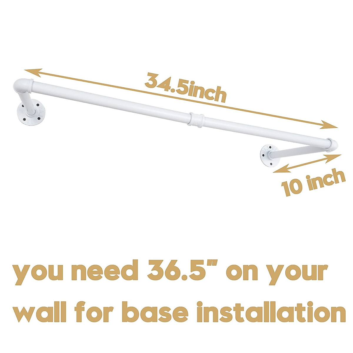 AddGrace 2 Pack Clothes Rack White Wall Mounted Industrial Pipe Clothing Rack for Hanging Clothes Multi-Purpose Garment Bar for Wardrobe and Laundry Room