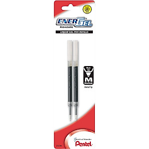Pentel Refill Ink For EnerGel and Lancelot Gel Pen, (0.7mm), Metal Tip, Black Ink, 2 Pack (LR7BP2A)
