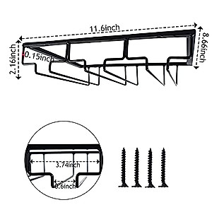 Wine Glass Rack, 2 Pack Under Cabinet Stemware Rack Wine Glass Holder, 3 Rows Black Metal Wine Glass Storage Hanger Under Shelf for Cabinet Kitchen Bar