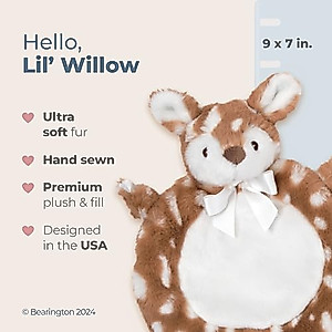 Bearington Baby Wee Willow, 9 x 7 Inch Small Fawn Stuffed Animal, Security Baby Blankets for Boys, Woodland Baby Décor
