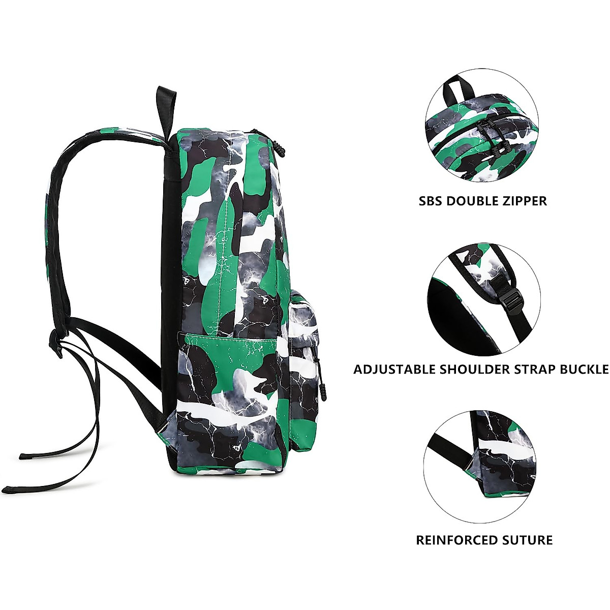 Lmwzh Backpack For Boys Girls Elementary Waterproof teen School Bags Kids Bookbag Lightweight Camo Green（2023 Model）