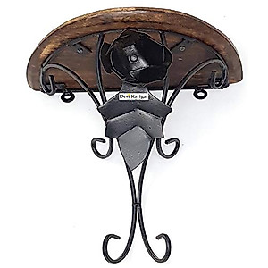 Desi Karigar Wooden & Wrought Iron Wall Rack Bracket Shelf Fancy Design