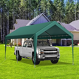 Raxmolo 10x20FT Heavy Duty Carport, Portable Car Canopy Garage Boat Shelter Party Tent, UV Resistant Waterproof Carport Canopy with Four Wind-Resistant Ropes, Green