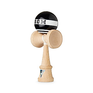 KROM - Kendama Toy STROGO Black - Original - High Wood Quality - Extra Strong - for Beginner and Pro - Gift Pack : Extra String + Stickers