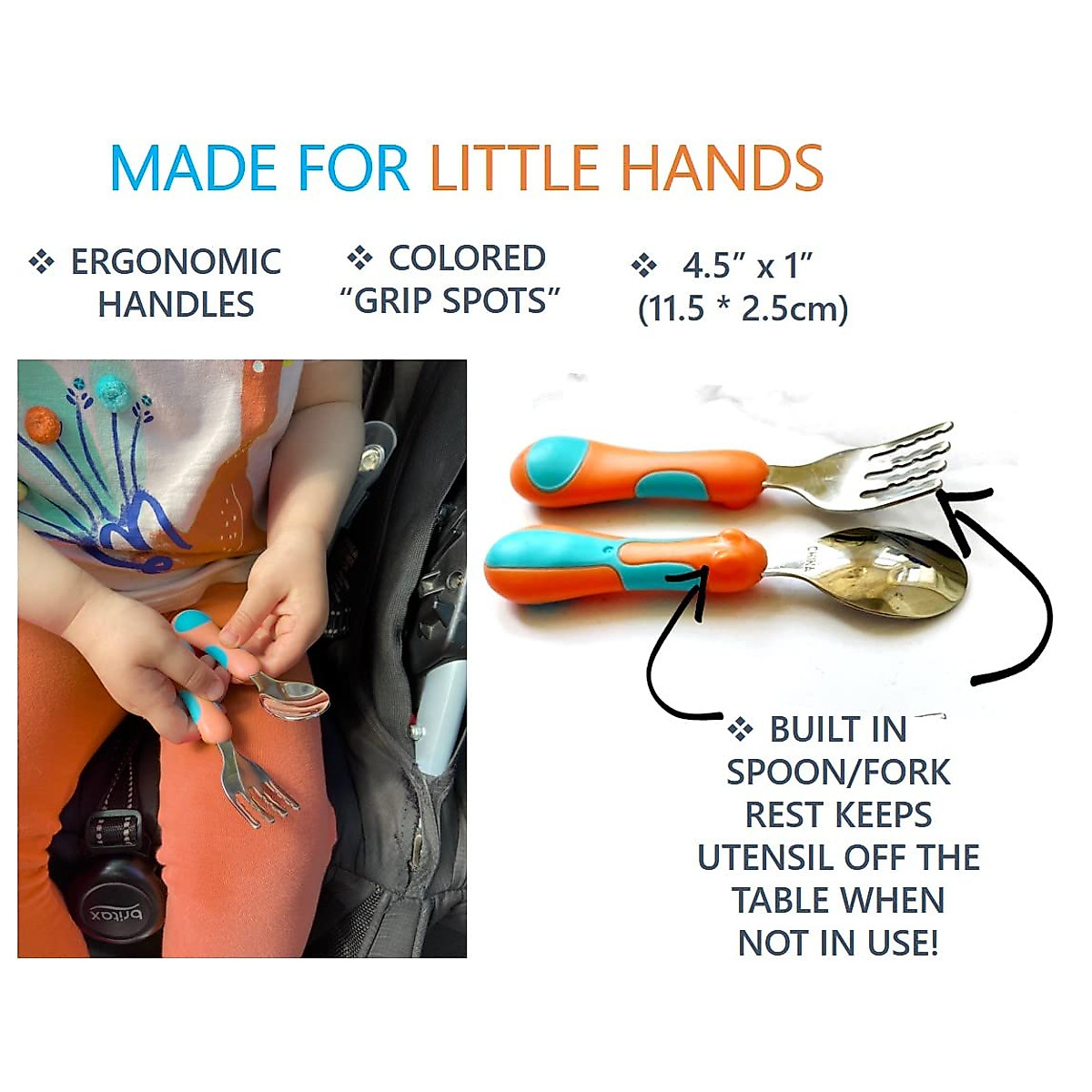 Toddler Utensils - Kids Silverware Set with Travel Case x 3 - Stainless Steel Forks Spoons for 1 2 3 4 Year Old. Metal Lunch Cutlery for Children Girls, Round Handle for Lunch-Box, 6 Pieces Pink Blue