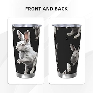 EKPRAVDKTF Bunny Rabbit 20oz Insulated Stainless Steel Tumbler With Lids And Straws, Double Wall Vacuum Travel Coffee Mug, Thermal Cup For Cold & Hot Drinks, Reusable Metal Straw & Brush