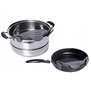 Clip on Strainer for Pots Pan Pasta Strainer, Silicone Food Strainer Hands-Free Pan Strainer, Clip-on Kitchen Food Strainer for Spaghetti, Pasta, Ground Beef Fits All Bowls and Pots, Black