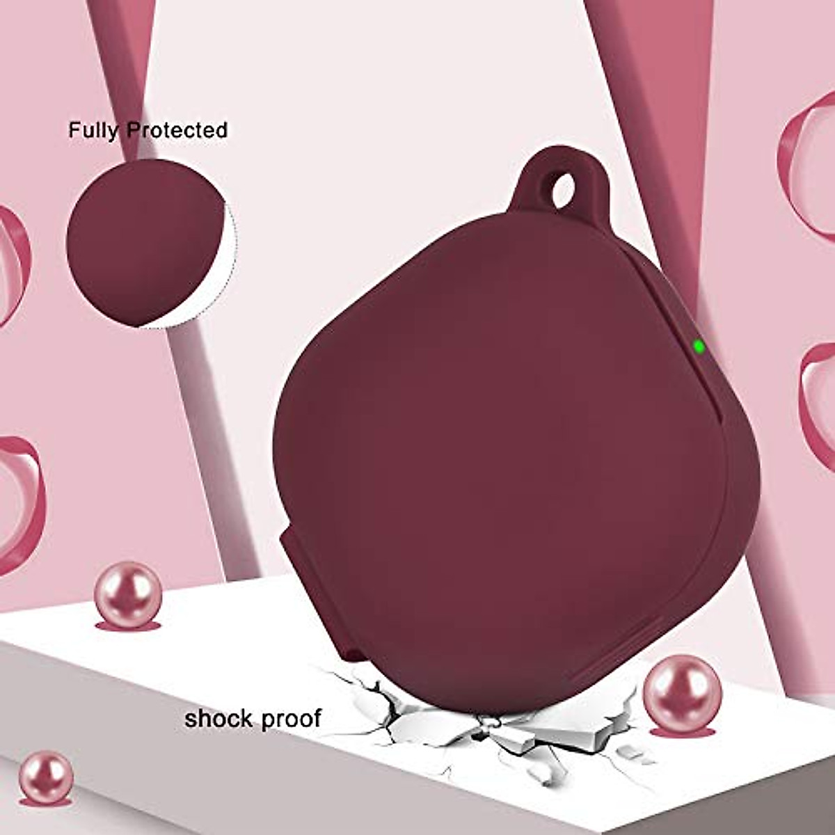 OLEBAND Galaxy Buds 2 Pro/Buds Live/Buds Pro Case Cover with Fashion Tassels and Wrist Ring,Slicone Protectiver Cover for Women and Girls,Burgundy