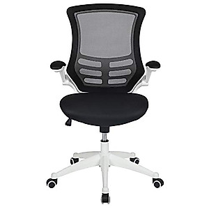 Flash Furniture Kelista Office Chair, Ergonomic, Mid-Back, White Frame, Black Mesh with Swivel