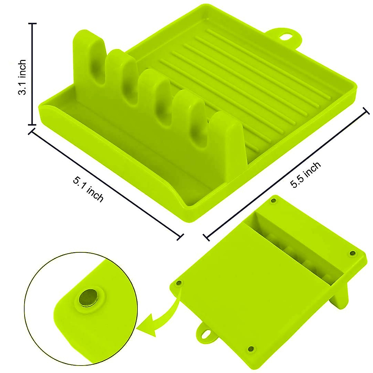 ENIVING 2PCS Kitchen Utensil Rest for Spoons Kitchen Utensil Holder for Countertop, Utensil Rest with Drip Pad for Multiple Utensils, Heat-Resistant, BPA-Free Spoon Rest & Spoon Holder for Stove Top