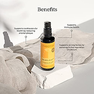 CYMBIOTIKA Vitamin D3 + K2 + CoQ10 Liquid, Vitamin D Supplement for Immune Support, Heart Health & Bone Health, Energy Booster, Liposomal Delivery, Vegan, Keto Ingredients, Tangerine Flavor
