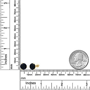 Gem Stone King 14K Yellow Gold Gemstone Birthstone Earrings | Martini Screw Back Stud Earrings | Round 8MM | Gold Earrings For Women