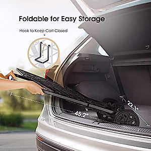 Amada Shopping Cart for Groceries with 176LBS/91L Large Capacity, Heavy Duty Grocery Cart with Wheels, Folding Utility Shopping Cart on Wheels for Groceries, Laundry, Pantry, Garage