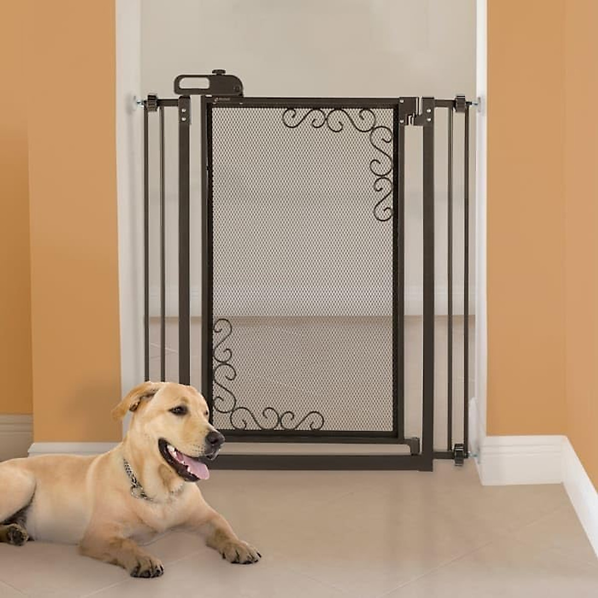 Richell - Tall One-Touch Metal Mesh Pet Gate (94942) Black Pet Gate