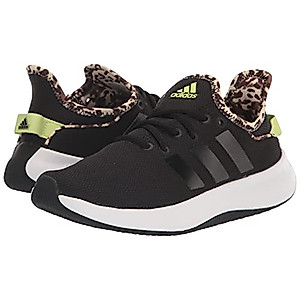 adidas Women's Cloudfoam Pure Sneaker, Black/Black/Pulse Lime, 8.5