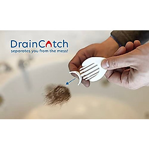 DrainCatch: The Easy to Clean Drain Hair Catcher, Clean with ONE Swipe, The ONLY Separating Bathtub Hair Strainer, Drain Protector, Drain Screen, fits All Standard tub Drain Sizes