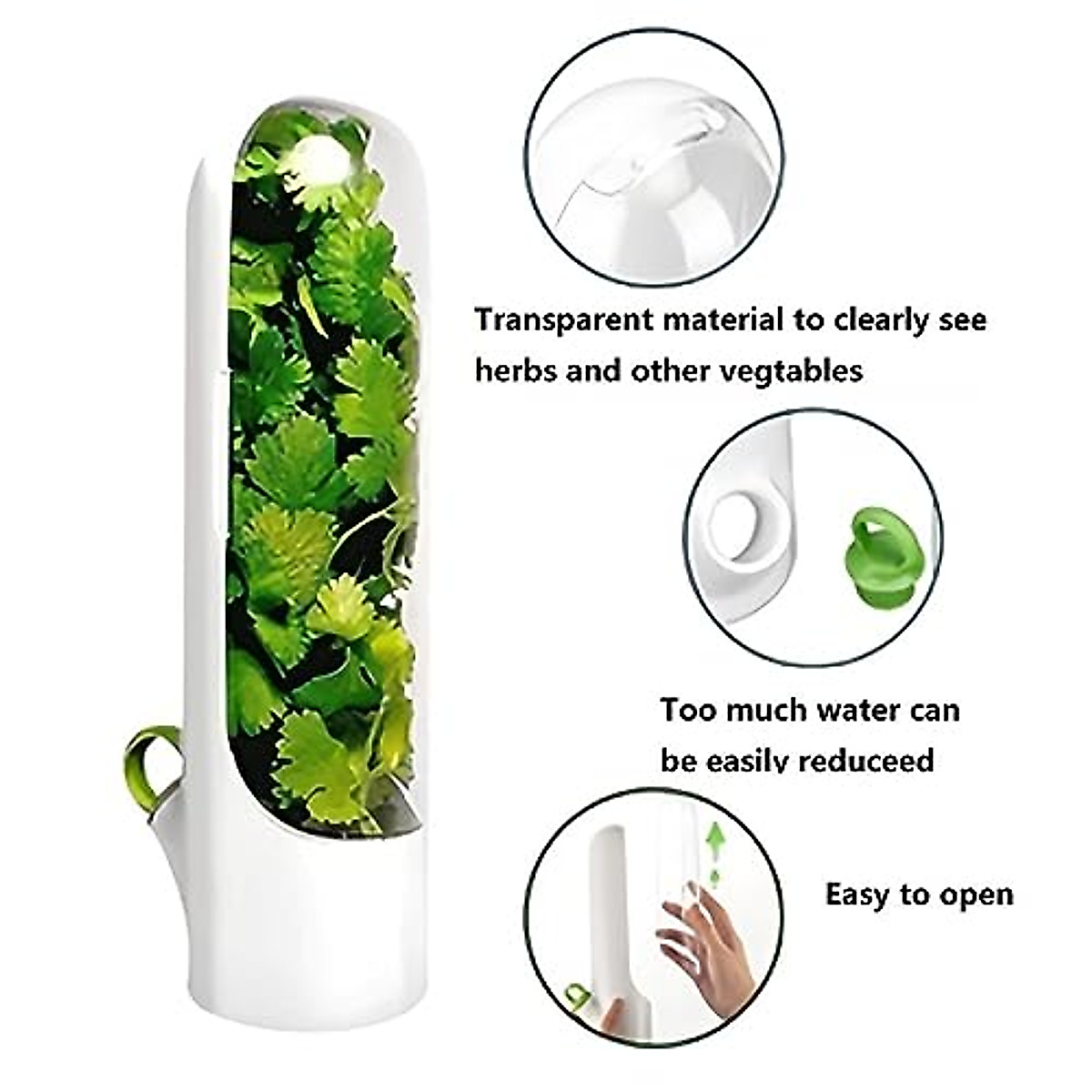 UEOZ Herb Saver for Refrigerator, Herb Saver Pod, Vegetable Preservation Bottle, Fresh Herb Keeper for Cilantro, Mint, Parsley, Asparagus, Keeps Greens Fresh for 2-3 Weeks (2PCS)