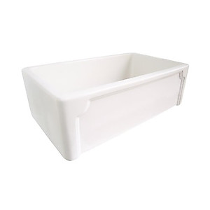 ALFI brand AB3018DECO White 30-Inch Single Bowl Thick Fireclay Farmhouse Kitchen Sink with Decorative Apron, White
