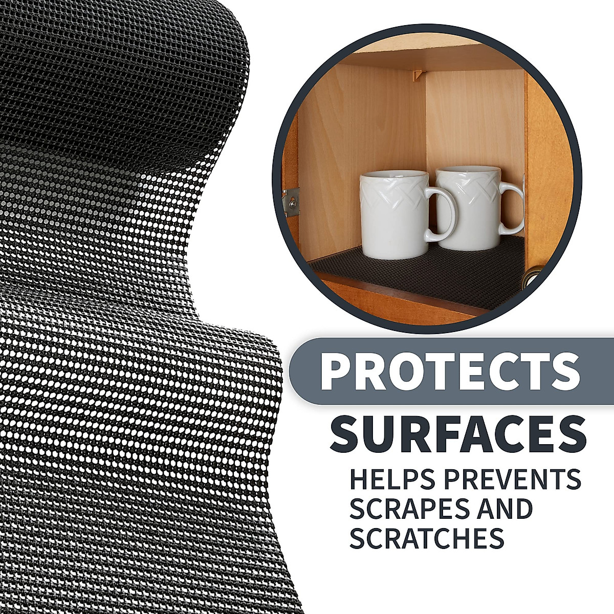 Sterline Shelf Liner Paper - Drawer Liner Papers Black - 12 in x 20 ft, Cut-to-Size, Non-Adhesive, Durable, Non-Slip Mat, Easy Install, Strong Grip - Kitchen Cabinet Liners, Black Shelf Paper Liner