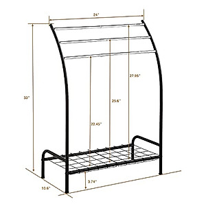 SunnyPoint Freestanding 3 Hanging Bar Towel Rack with Bottom Shelf (BLK)