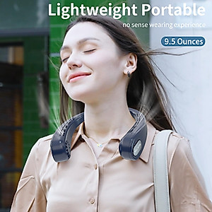 Prubensic Portable Neck Fan, Hands Free Bladeless Fan, 4000mAh 4-16H Battery, Fast 360 Cooling, No Hair Twisting, Ultra Quiet, Travel Essentials, Suitable Home Office Sports, Gifts for Women Men-Blue