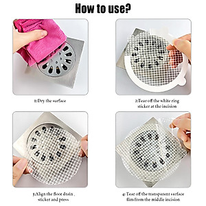 Generic 50Pack Disposable Round Mesh Shower Drain Hair Catcher Stickers - Tub Drain Cover for Bathroom, Kitchen, Sink, Bathtub (4.3 inches), White, YXR06
