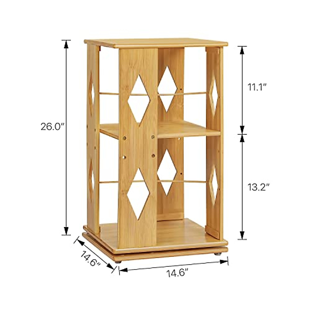 MoNiBloom Desktop Bookshelf 360 Degree Rotating 2 Tier Bookcase Bamboo Storage Organizer Shelves for Dormitory Living Room Children's Student, Natural