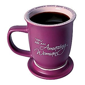 Amazing Woman Mug And Coaster/Lid - Ceramic - Large 14 Ounce Coffee Or Tea Cup - Dusky Purple