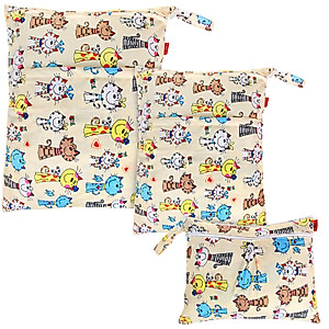 Damero 3pcs Pack Wet Dry Bag for Cloth Diapers Daycare Organizer Bag, Cats