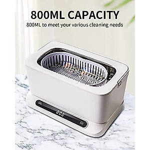 GERCY Ultrasonic Jewelry Cleaner, 800ml Sonic Cleaner Machine with 4 Digital Timer for Eyeglasses, Silver, Rings, Watches, Razors, Coins, Makeup Brushes for Gifts