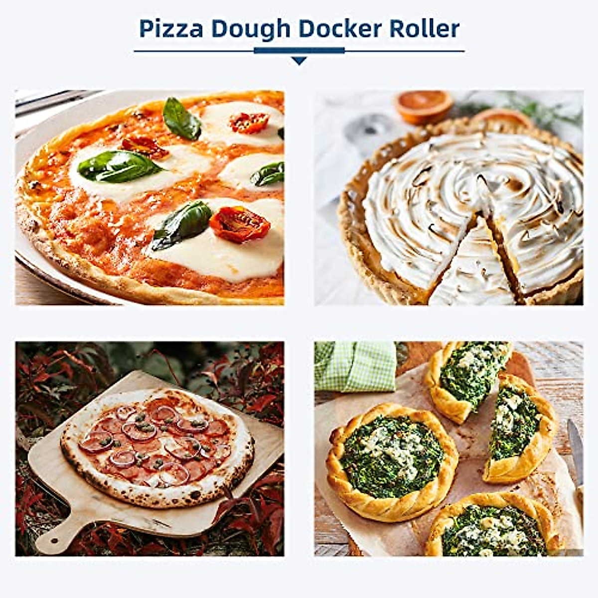 DOXILA Pizza Dough Docker Roller Pins Pastry Dough Tool, Stainless Steel Handle Roller Pin Puncher for Cake Pie Cookies Bread Pastry Baking Cooking Tool