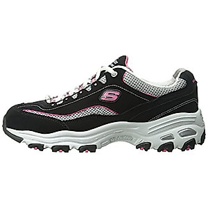 Skechers womens D'lites - Life Saver Memory Foam Lace-up Sneaker,Black/Pink,8 M US
