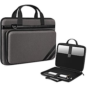 FINTIE FINPAC 13-14" Laptop Sleeve Case Briefcase Shoulder Bag with Tablet Pocket and Accessory Pouch for MacBook Pro 14, 13" MacBook Pro/Air, iPad 12.9-13 & Other Up to 14" Chromebook Tablet - Gray