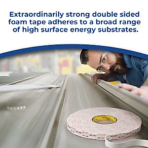 3M - 1114112 - 1113996 VHB 4950 Heavy Duty Mounting Tape - 1 in. x 15 ft. Permanent Bonding Tape Roll with Acrylic Foam Core. Tapes and Adhesives