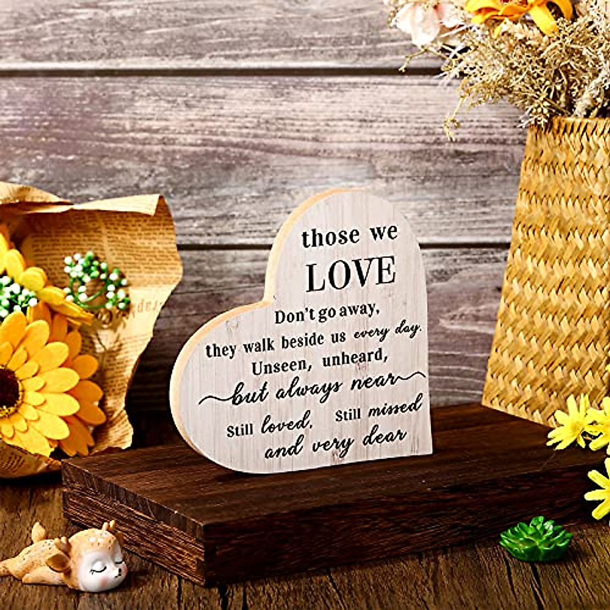 Bereavement Gift Wood Heart Memorial Plaque Sympathy Table Decoration Condolence Sign Bereavement Gift for Loss of Loved One Remembrance Memorial Gift for Table Centerpiece Remembrance Decoration