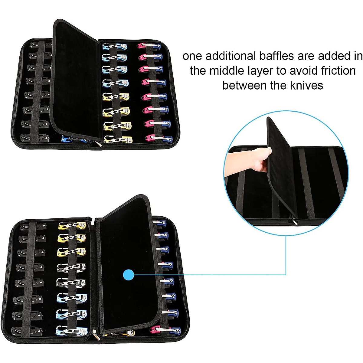 Knife Case,Knife Display Case,Knife Storage,32 Slots Folding Knife Holder Organizer,Butterfly Pocket Knife Carrier,Knives Collection Protector For Survival Tactical Outdoor EDC Mini Knife (Black)