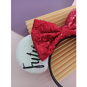 MapleLeaf Wedding Bridal Minnie Ears headband,Future Mrs Bride to Be Headband with Glitter Bow of Wedding Bachelorette Crown Hen Party Bridal Showe (Red)