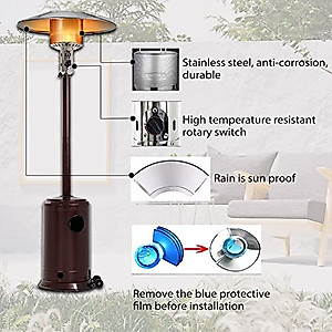 ROMONICA 41,000BTU Outdoor Patio Heater Tall Standing Hammered Finish Garden Outdoor Heater Propane Standing, Bronze - 8 set