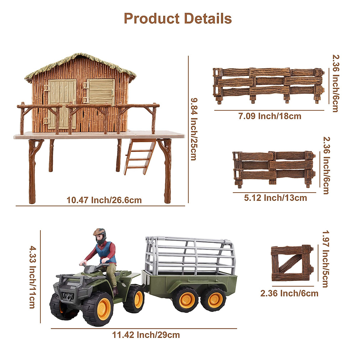 Toymany 54PCS Big Farm Animals Figurines Toy with Barn House Motorcycle Fence - Farm Tractor Figures Set with Farmers Pigs Foods, Educational Toys Christmas Birthday Gift or Kids Toddlers