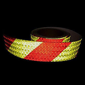 AISEY Reflective Tape Conspicuity Waterproof Yellow/Red Safety Caution Strips Tape Outdoor, Reflector Hazard Tape Stickers, Trailer Reflectors 2” X 30ft
