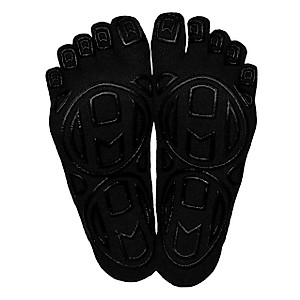 Mato & Hash 5-Toe Exercise Barefoot Feel Yoga Toe Socks With Full Grip - 3PK Blackout/Grey/Black CA7000GR S/M