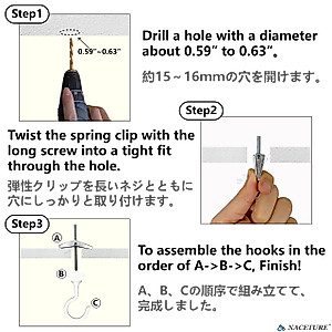 NACETURE Large Swag Hooks Plant Hooks for Ceiling Hooks for Hanging Plants - Ceiling Hangers Heavy Duty for Hanging Light - Chandelier Hook Ceiling Installation for Cavity Wall Fixing (White 4 Pack)